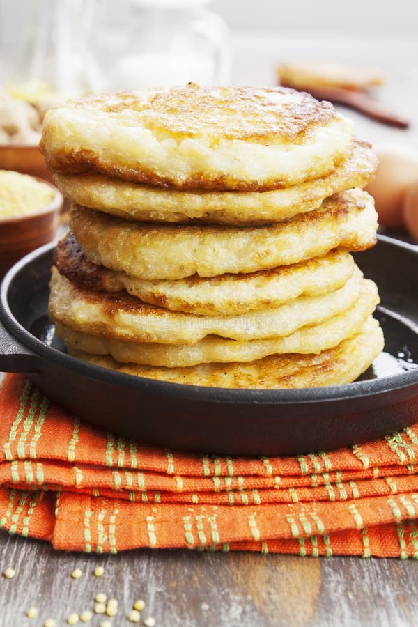 Millet Pancakes in a Frying Pan Stock Photo - Image of food, fitness ...