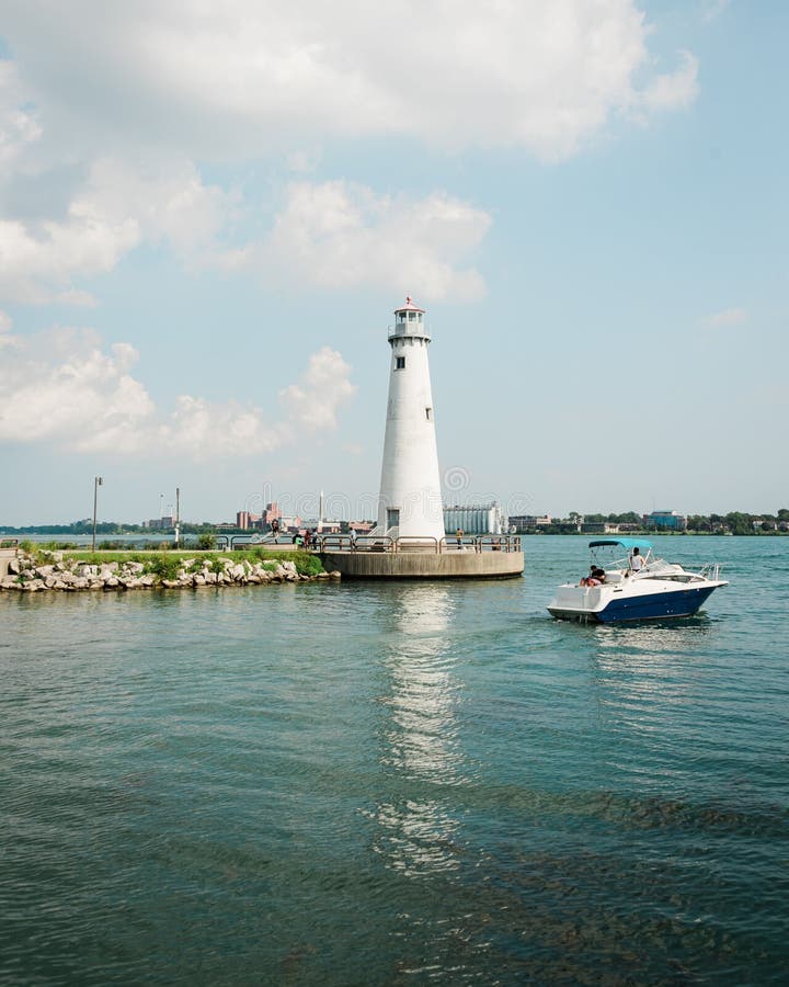 The Milliken State Park Lighthouse, in Detroit, Michigan Stock Image ...