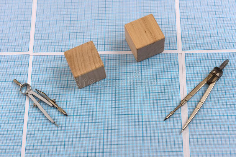 Millimeter Paper with Draw Tools and Wooden Blocks Stock Photo - Image ...