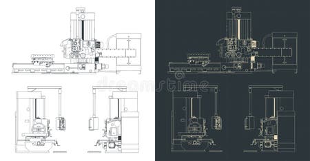 Milling CNC Machine Blueprints Stock Vector - Illustration of iron ...