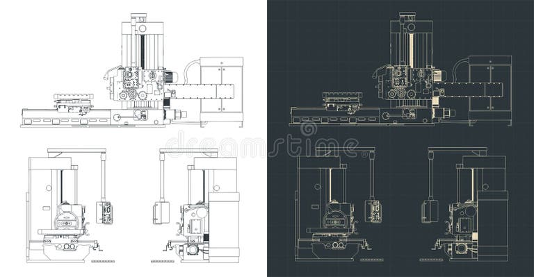 Milling CNC Machine Blueprints Stock Vector - Illustration of iron ...