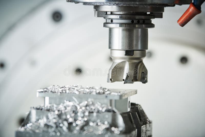 Milling at CNC Machine. Industrial Metalworking Cutting Process by ...