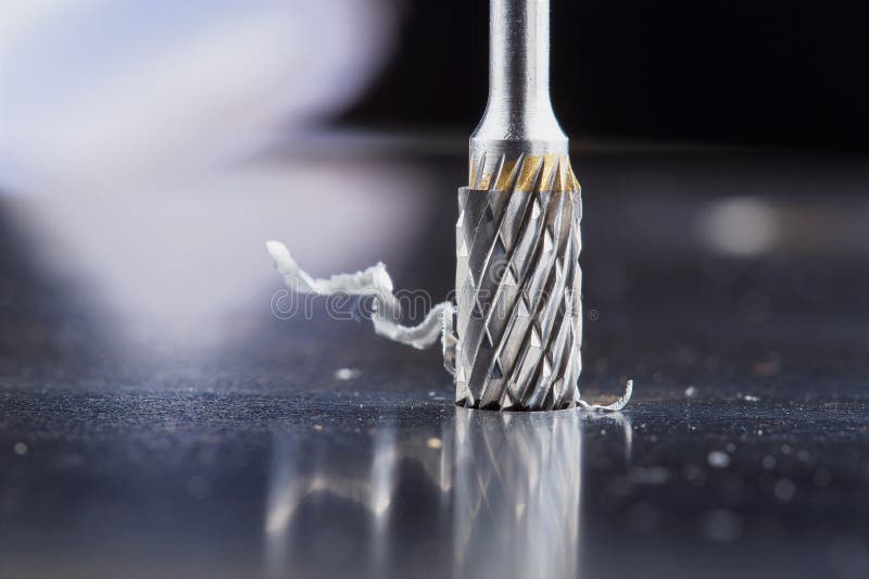 Milling Cutter Make Sink in Hole in Steel Billet. Locksmith Work Stock ...