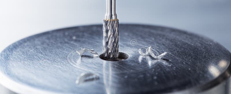 Milling Cutter Make Sink in Hole in Steel Billet. Locksmith Work Stock ...