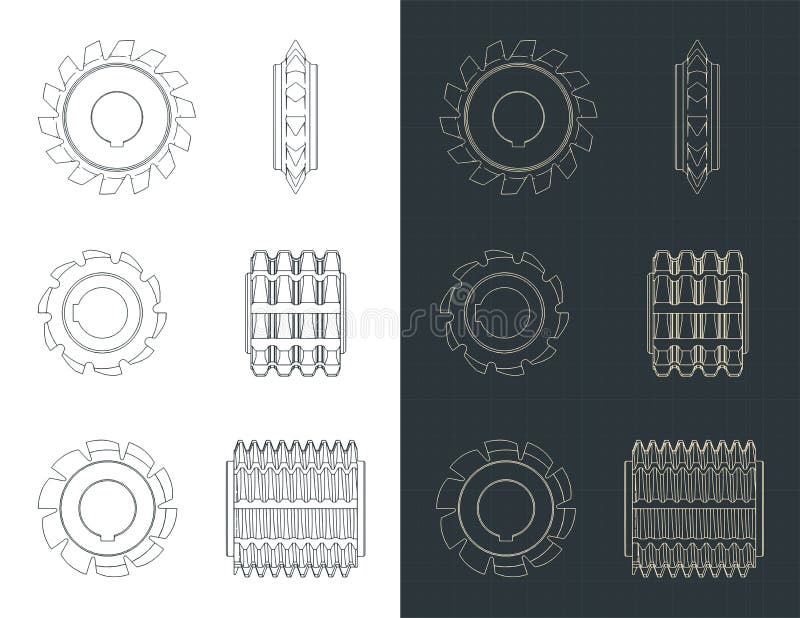 Milling cutters blueprints stock vector. Illustration of performance ...