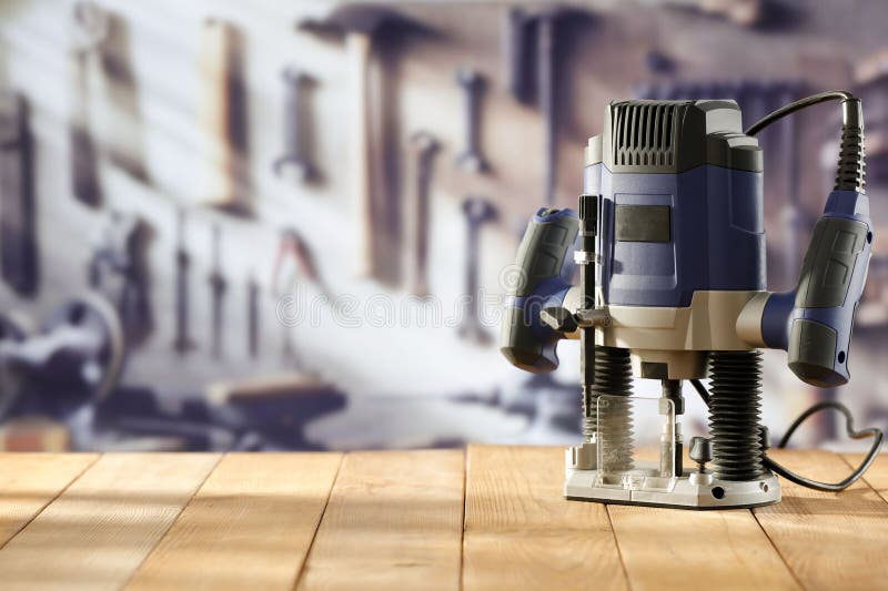 Milling Cutting Tool Machine on a Wooden Workbench in a Craftsman S ...