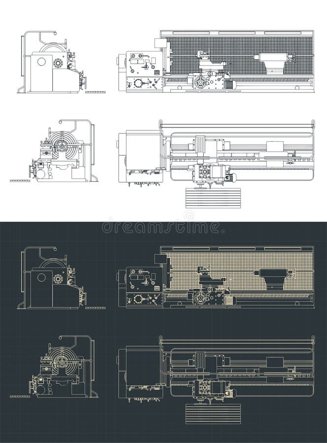 Milling machine blueprints stock vector. Illustration of business ...