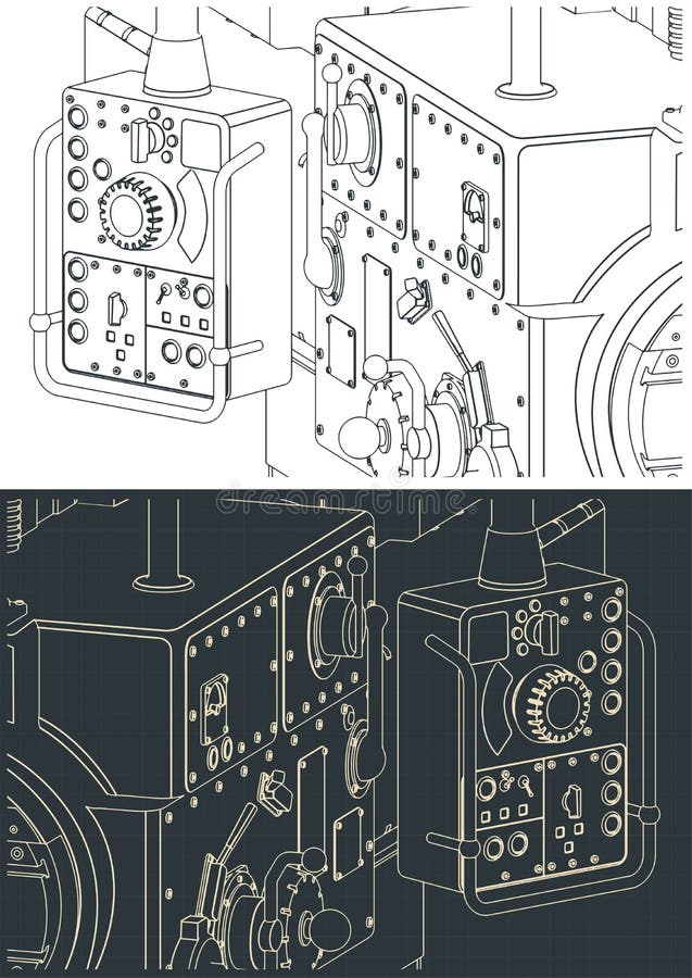 CNC Milling Machine Blueprints Illustration Stock Vector - Illustration ...