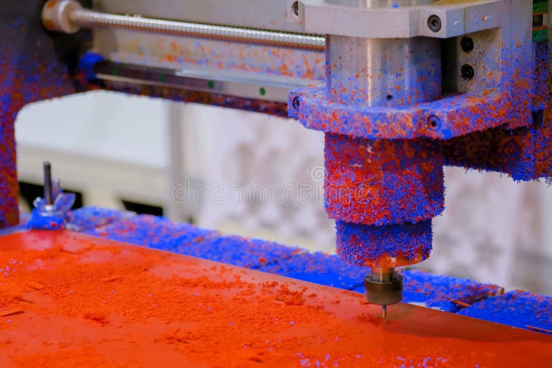 Milling Machine during Work with Plastic Material Stock Image - Image ...