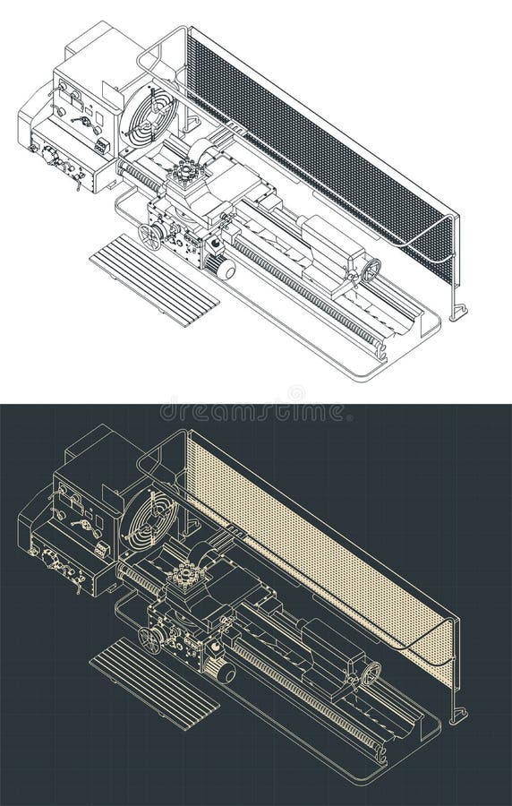 CNC Milling Machine Blueprints Stock Vector - Illustration of plant ...