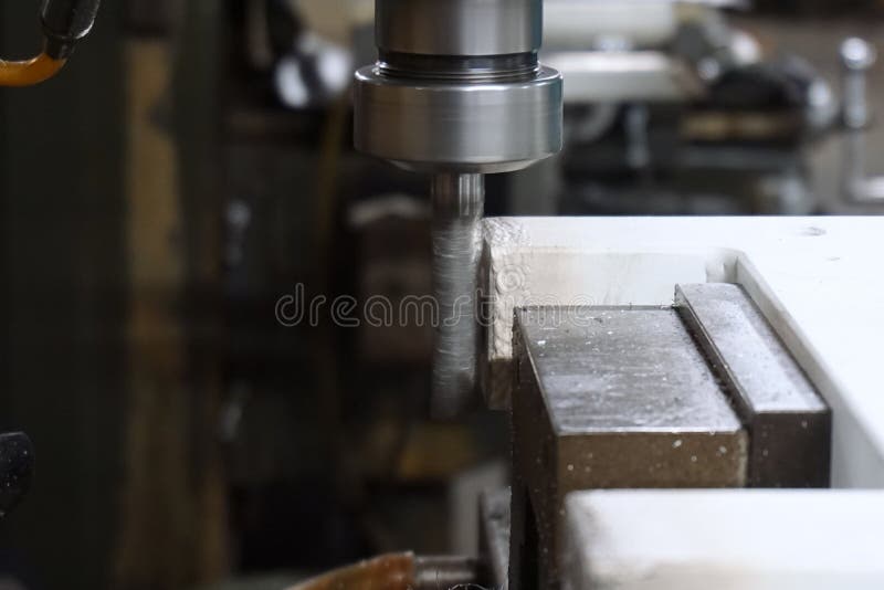 Milling machine process stock image. Image of close, mechanic - 74315293