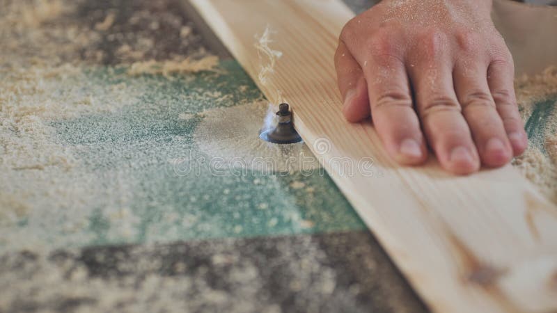 The Milling Machine Processes the Board. in Summer. Stock Image - Image ...