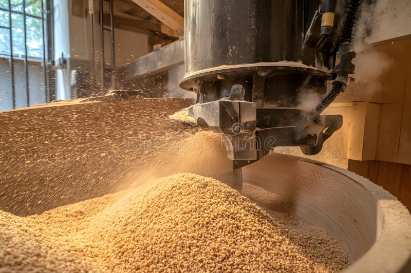 A Milling Machine Processes Grain, Creating a Fine Dust As it Operates ...