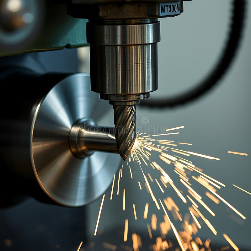 A Milling Machine Spindle Holding a Flat End Mill Captured Mid ...