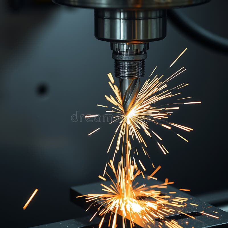 A Milling Machine Spindle Holding a Flat End Mill Captured Mid ...