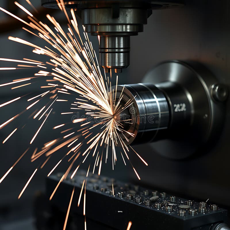 A Milling Machine Spindle Holding a Flat End Mill Captured Mid ...