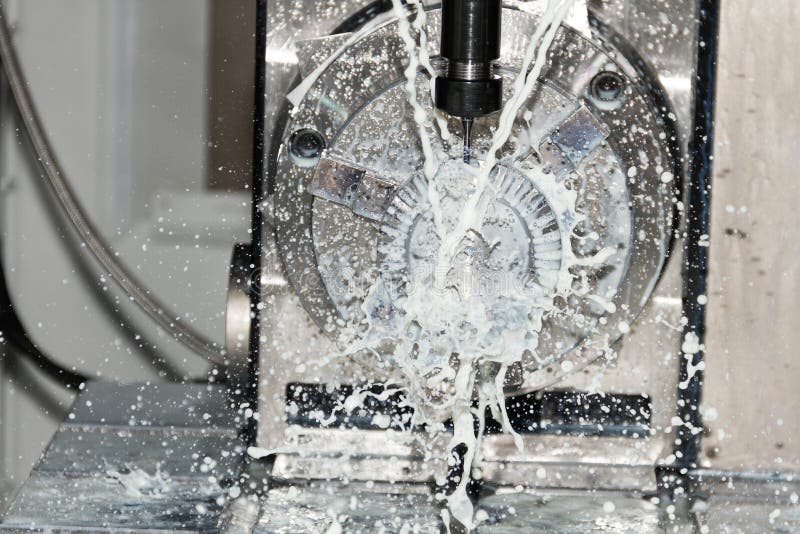 Milling Process of Metal Detail on CNC Machine Stock Image - Image of ...