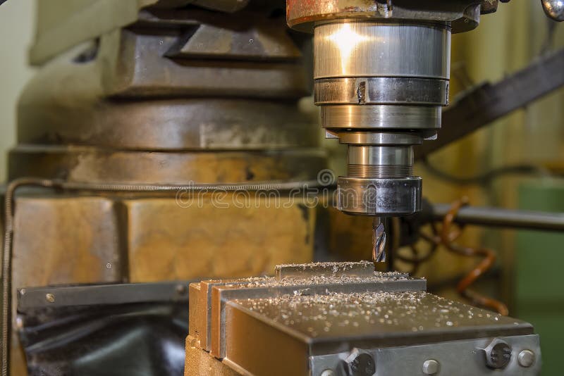 The Milling Process on NC Milling Machine with Metal Plate Parts Stock ...