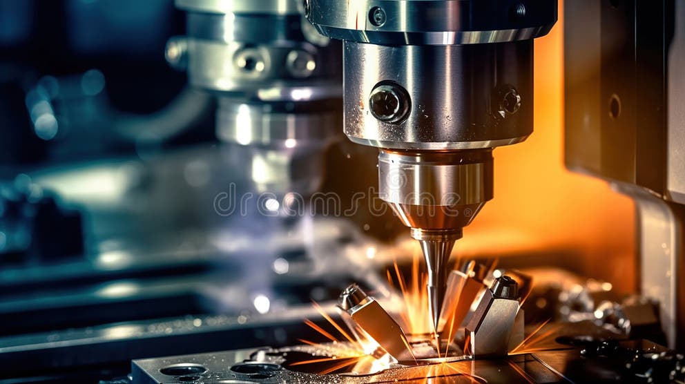 The Milling Process on NC Milling Machine. the Metal Working Concept on ...