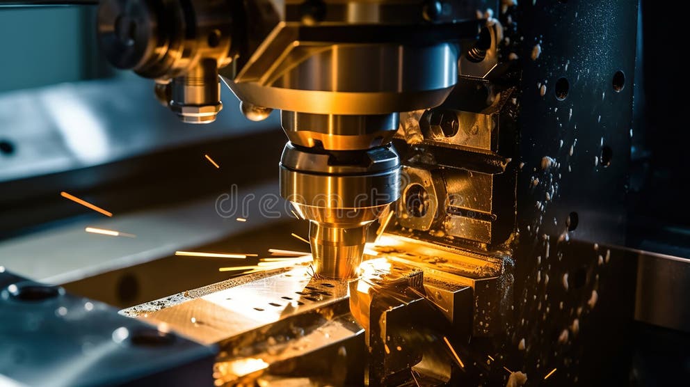 The Milling Process on NC Milling Machine. the Metal Working Concept on ...