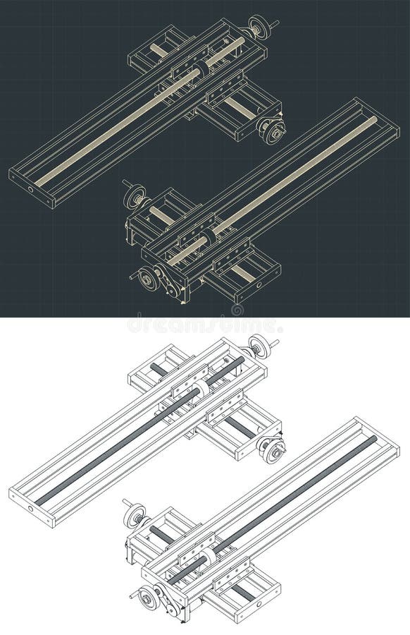 Milling Table Isometric Blueprints Stock Vector - Illustration of ...