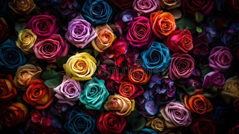 A Million Multi-colored Roses Stock Illustration - Illustration of ...