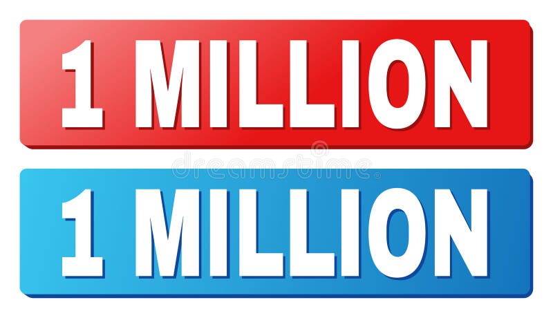 1 MILLION Text on Blue and Red Rectangle Buttons Stock Vector ...