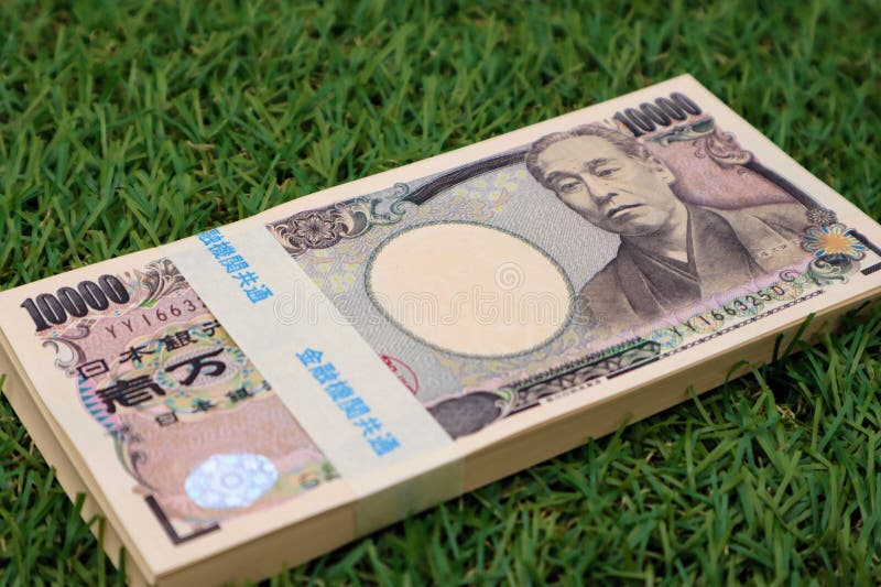 1 million yen on the lawn stock photo. Image of business - 285216894