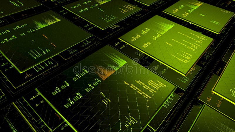 Millions of Flying Panels with Changing Digital Information on Black ...