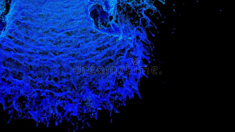 Millions of Tiny Blue Particles Start To Fill the Screen on Black Stock ...