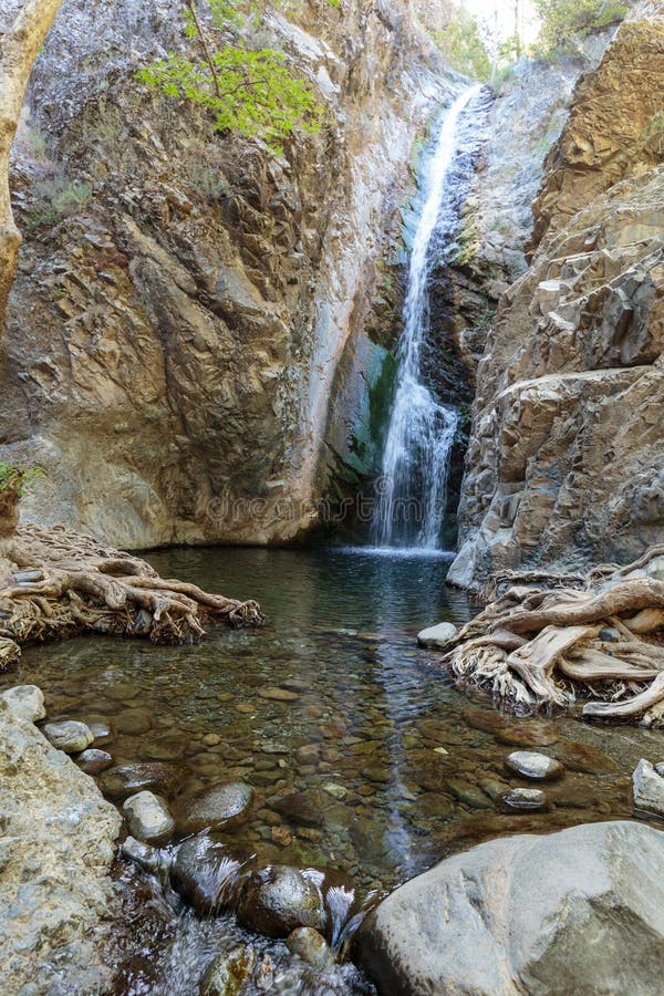 Millomeris Waterfall, Pano Platres Cyprus Stock Photo - Image of green ...
