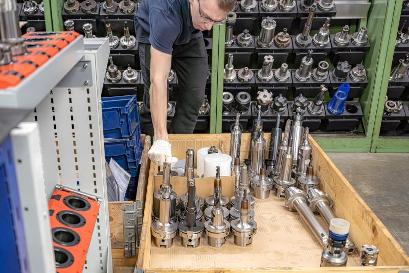 Mills in a Box for Working on a CNC Machine Against the Background of a ...