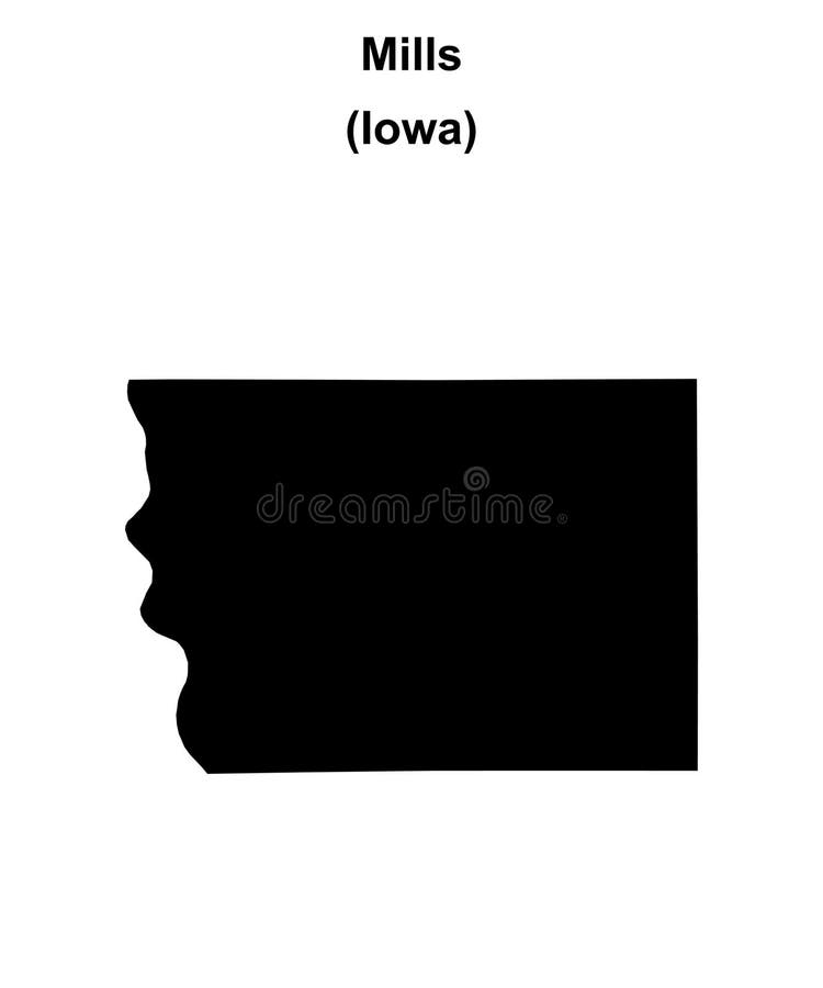 Mills outline map stock vector. Illustration of county - 360777024