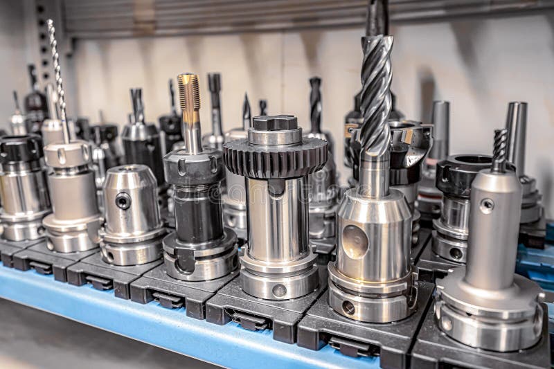Mills and Cutting Tools for Working on a CNC Machine are Arranged. in ...