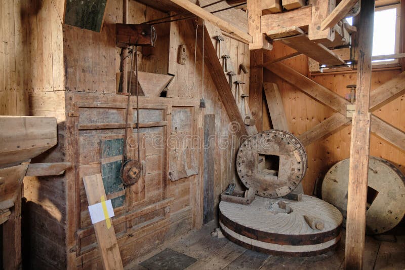Millstone, Gears and Winnowing Fan on Second Floor of Ceres Windmill ...