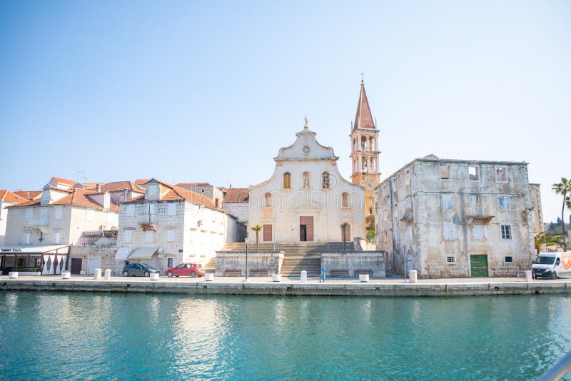Milna, Croatia - 1.04.2021: Wiew from Water of the City of Milna ...
