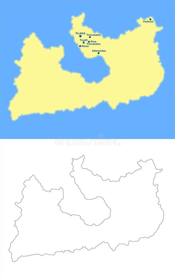 Milos Island Map - Cdr Format Stock Vector - Illustration of greece ...