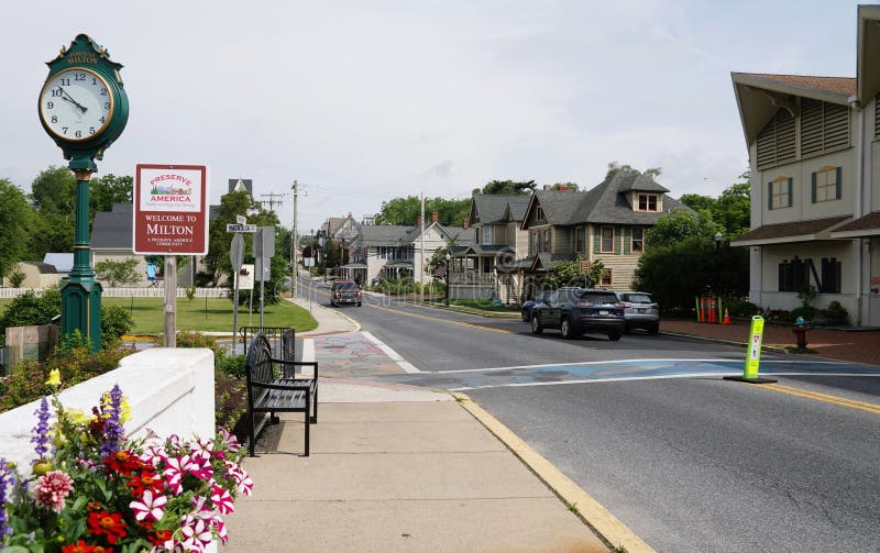 Milton, Delaware, U.S - June 6, 2024 - the View of the Town and Traffic ...