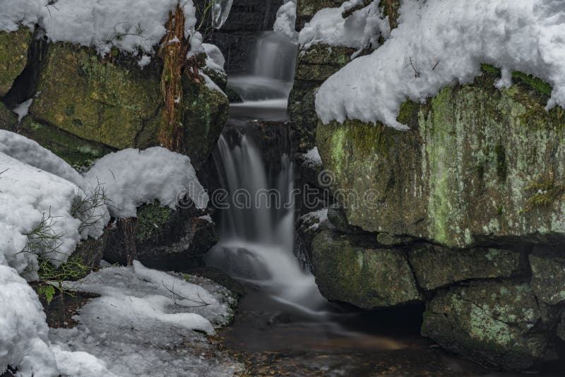 Waterfall in Cold Winter Morning Stock Photo - Image of white ...