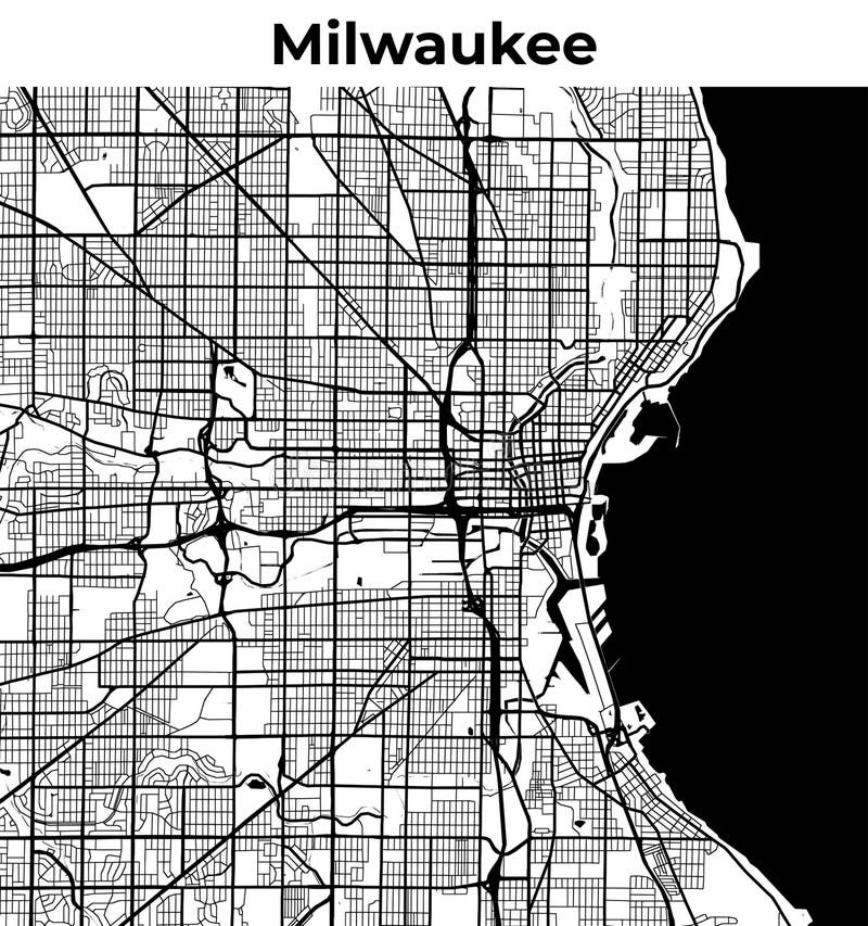 Milwaukee City Map, Cartography Map, Street Layout Map Stock Vector ...
