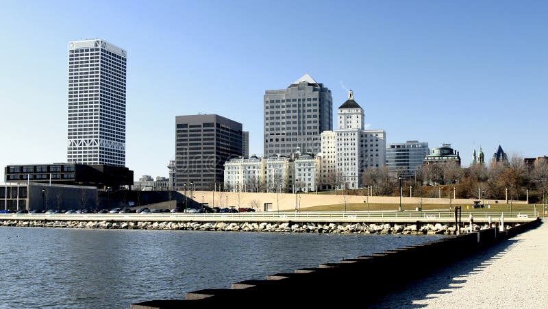 Milwaukee Waterfront Skyline Stock Photo - Image of wisconsin, tower ...