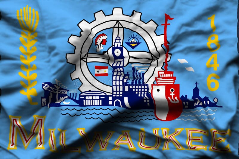 Milwaukee Wisconsin Realistic Flag Illustration. Stock Illustration ...