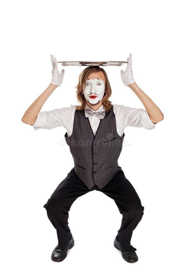 Mime Actor with a Empty Dish Stock Image - Image of glove, adult: 53114487