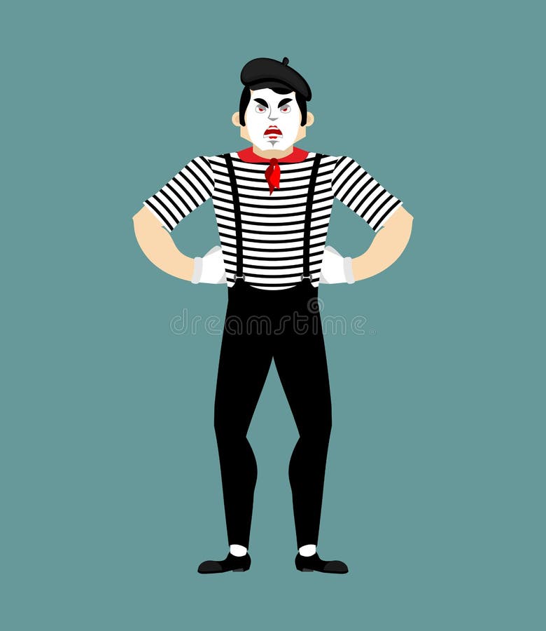 Mime Angry Emotion Avatar. Pantomime Evil Emoji. Mimic Face Stock ...