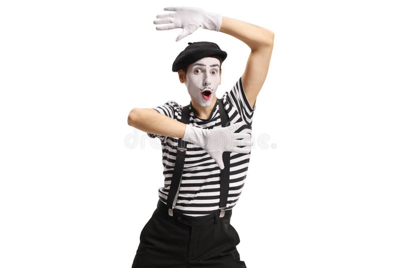 Mime Artist Gesturing with Hands Stock Image - Image of pantomime ...