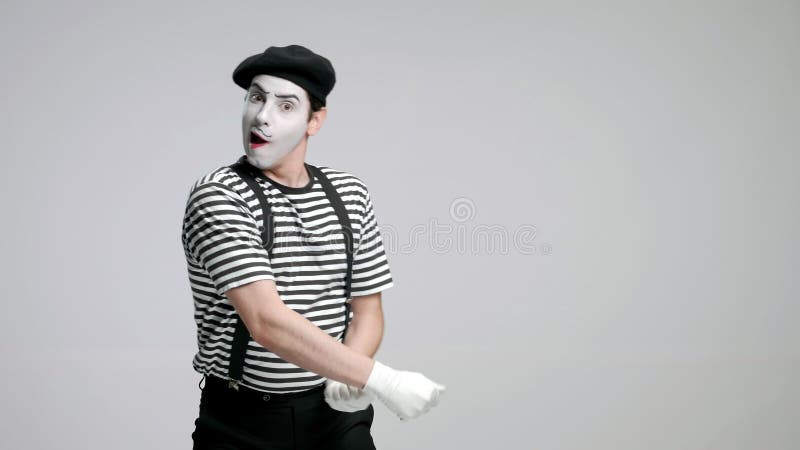Mime Artist Crying Over Green Background Stock Footage - Video of ...