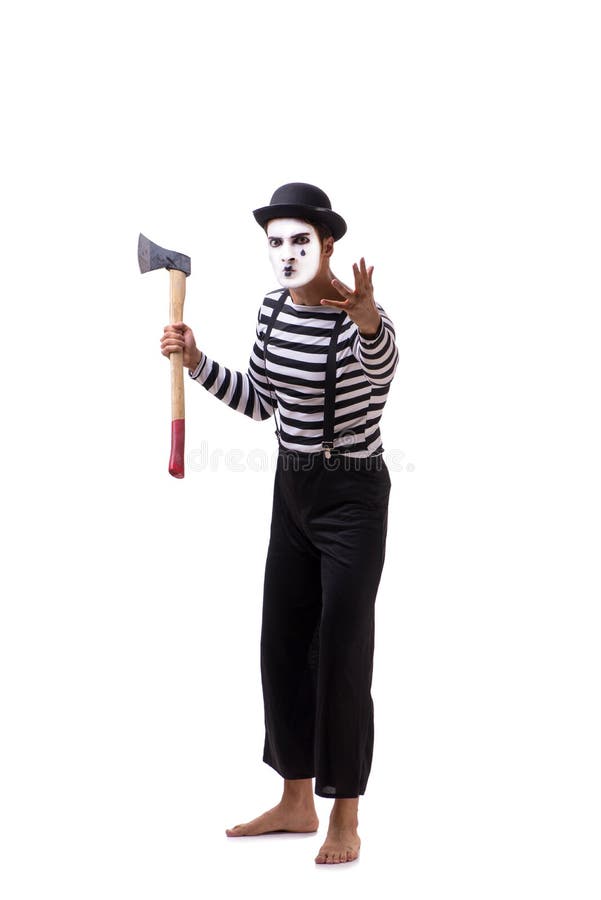 The Mime with Axe Isolated on White Background Stock Image - Image of ...
