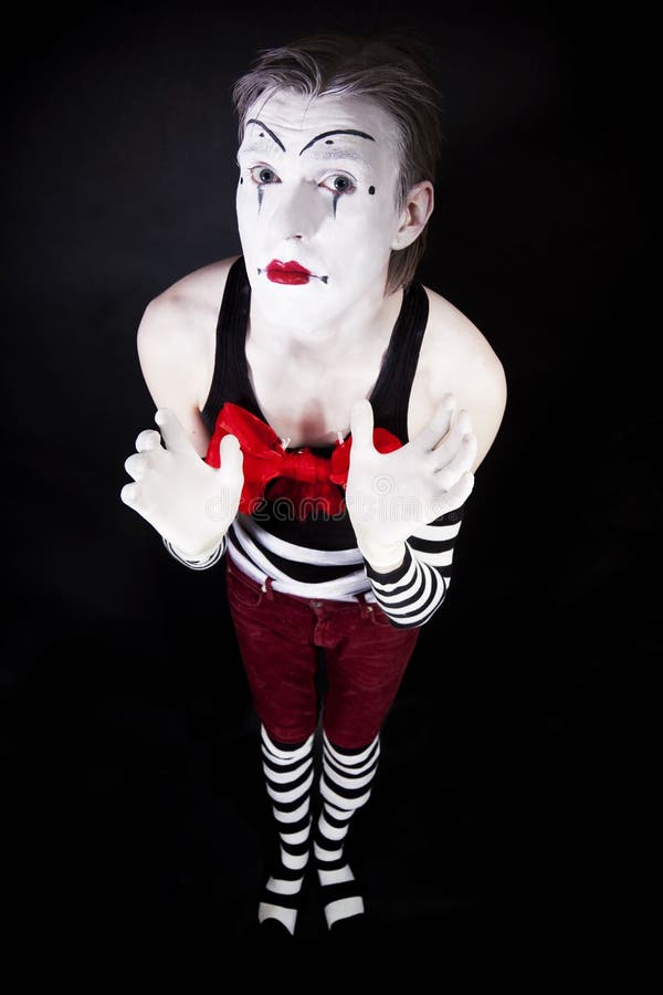 Mime with a big red bow stock image. Image of full, portrait - 16811525