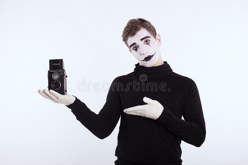 The mime boy stock image. Image of emotions, shirt, camera - 64374075