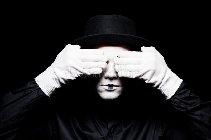 Mime Covering Eyes Isolated Stock Image - Image of symbol ...